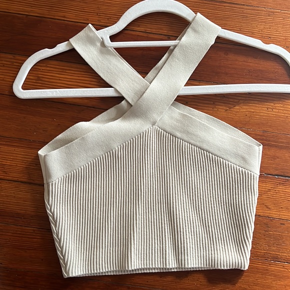 Aritzia | Tops | Aritzia Babaton Sculpt Knit Cross Cross Cropped Tank ...
